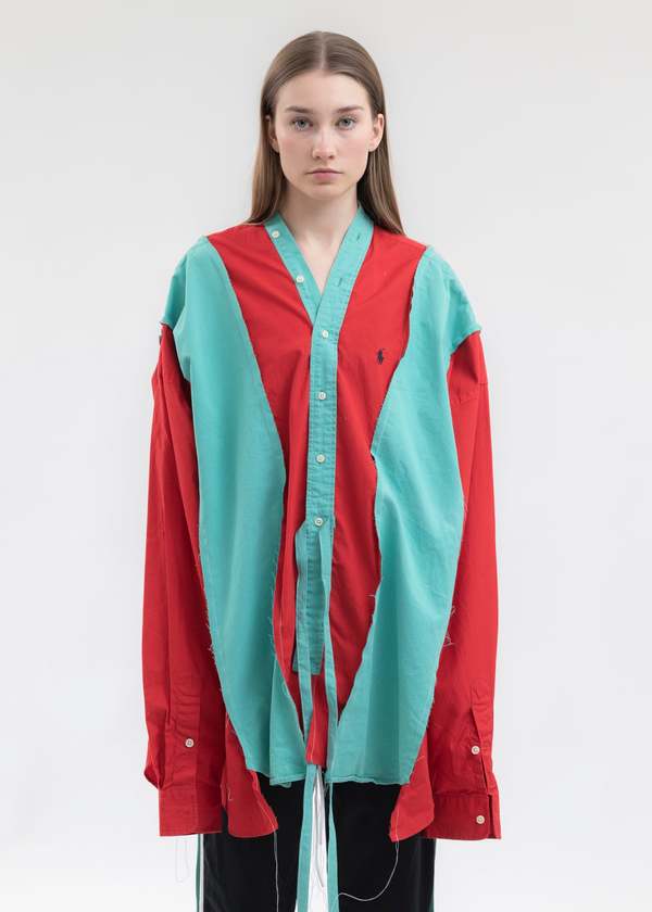 DISCOVERED Color Docking Wide RL Samue Shirts - Blue/Red | Garmentory