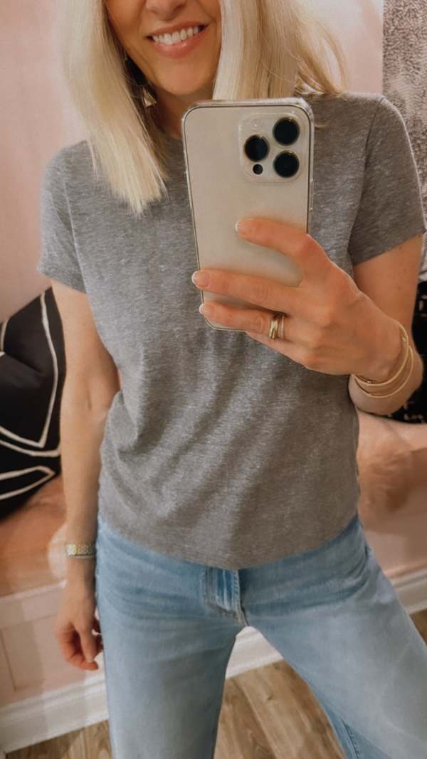 Mother Denim Lil Goodie Goodie Tee - Heather Grey | Garmentory