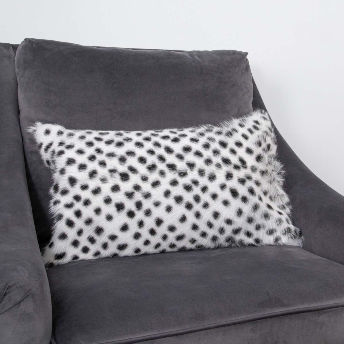 Native Natural Goatskin Print Boudoir Cushion - Black Dot | Garmentory