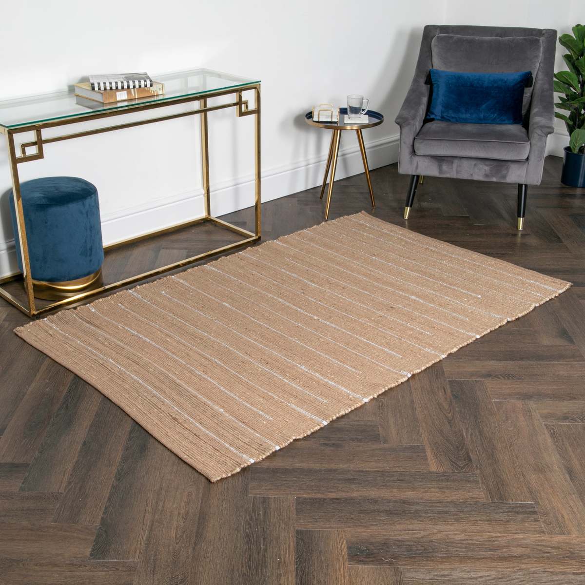 Native Home & Lifestyle Woven Stripe Jute Rug | Garmentory