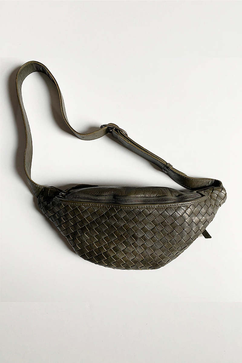 CUT N PASTE BAGS CNP NEW CROSS WOVEN FANNY PACK - OLIVE | Garmentory