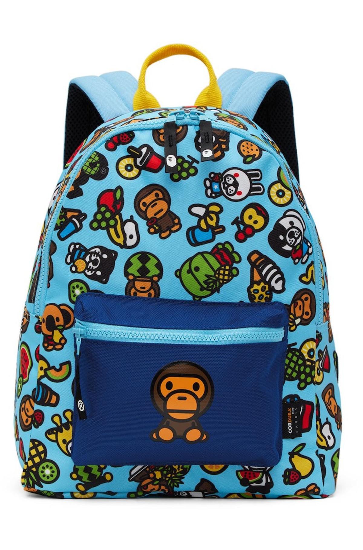 Kids Bape Baby Milo Mixed Fruit Backpack - Blue | Garmentory