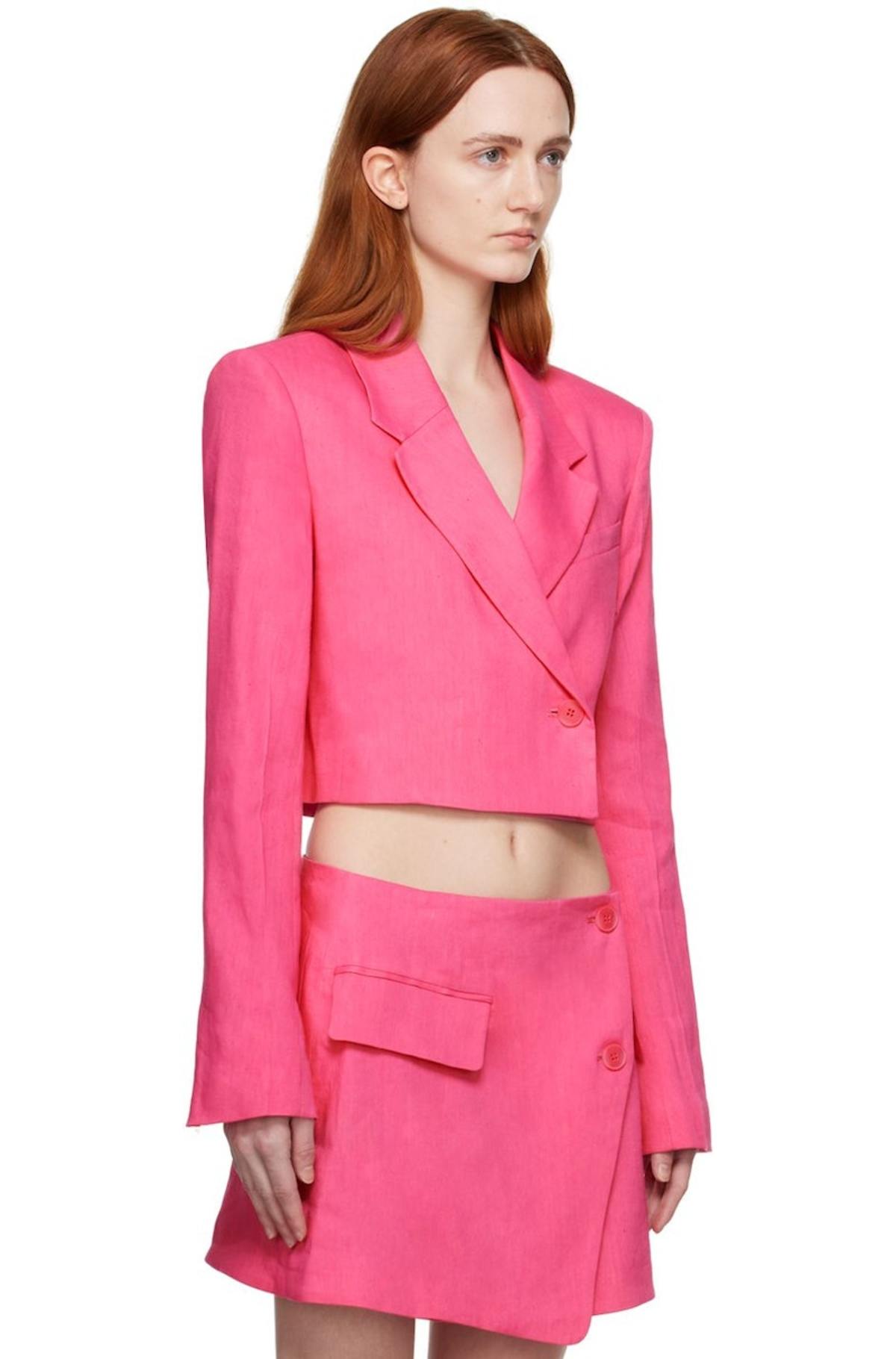 Frame Cropped Blazer - Pink | Garmentory
