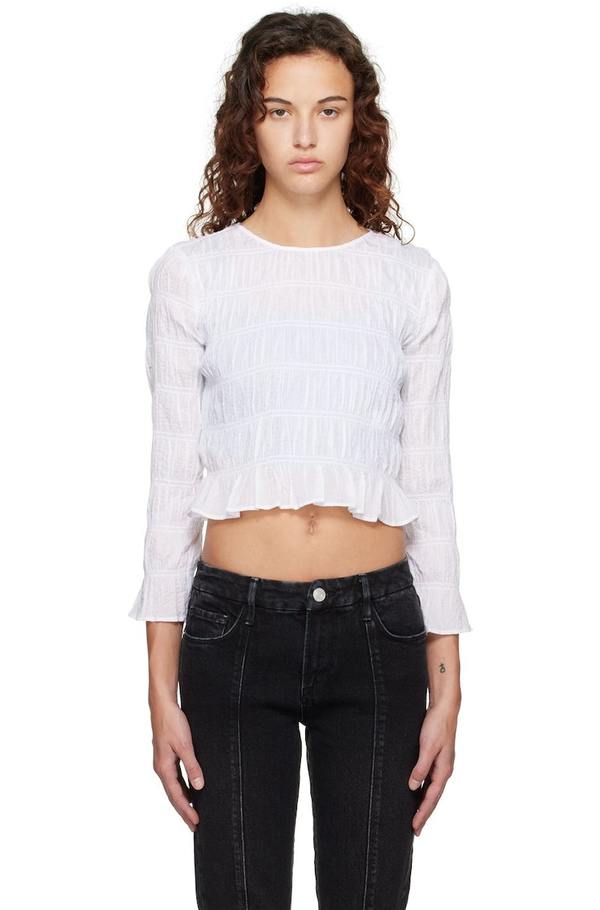 Frame White Ruched Blouse - Blanc | Garmentory