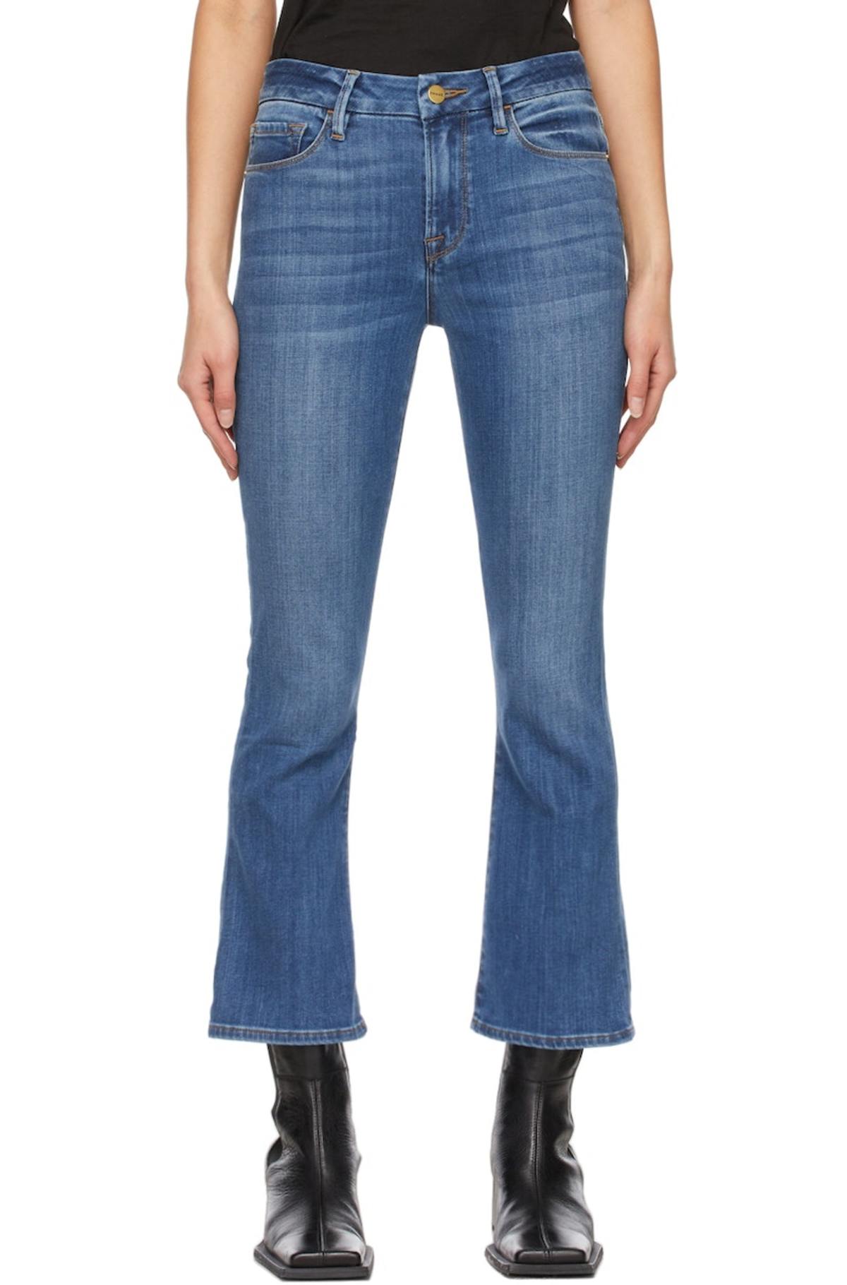 Frame Le Crop Mini Boot Jeans - Blue | Garmentory