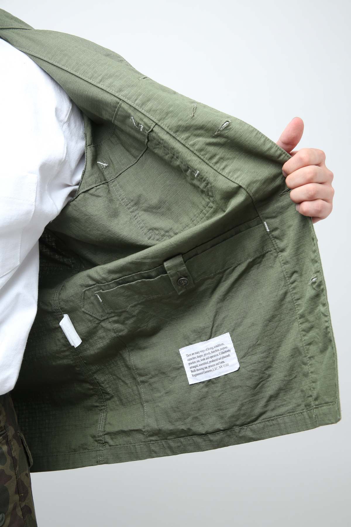 Engineered Garments X Totem FU Over Coverall Jacket - Olive Cotton ...