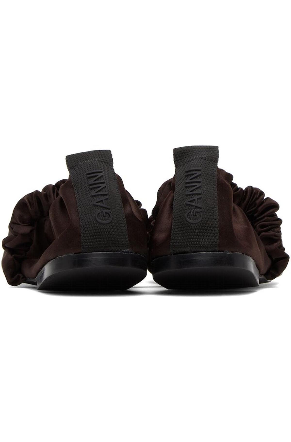 Ganni Scrunchie Ballerina Flats - Brown | Garmentory