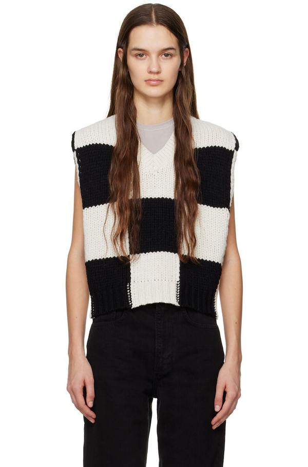 FRAME Checkered Vest - White/Black | Garmentory