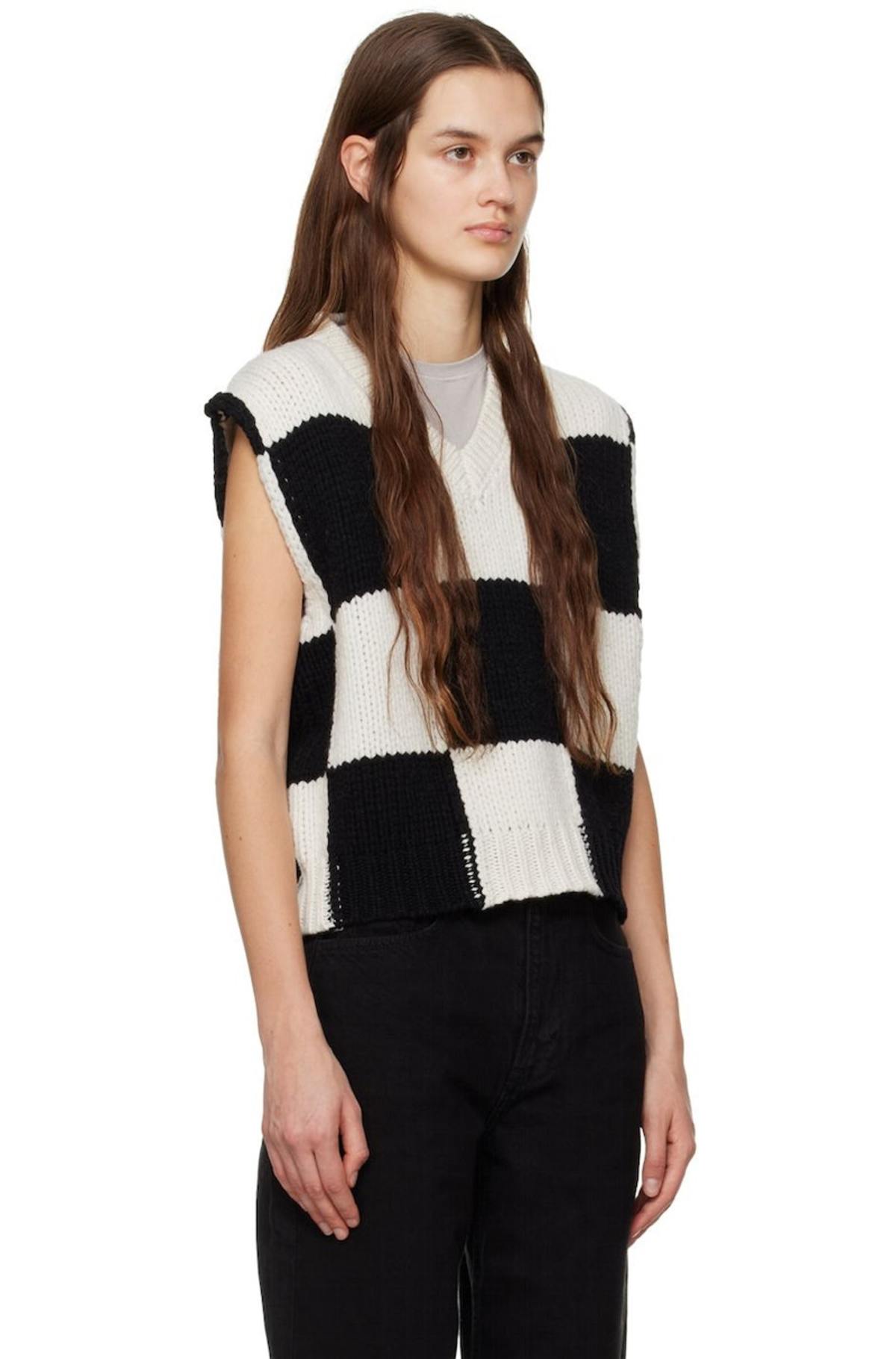 FRAME Checkered Vest - White/Black | Garmentory