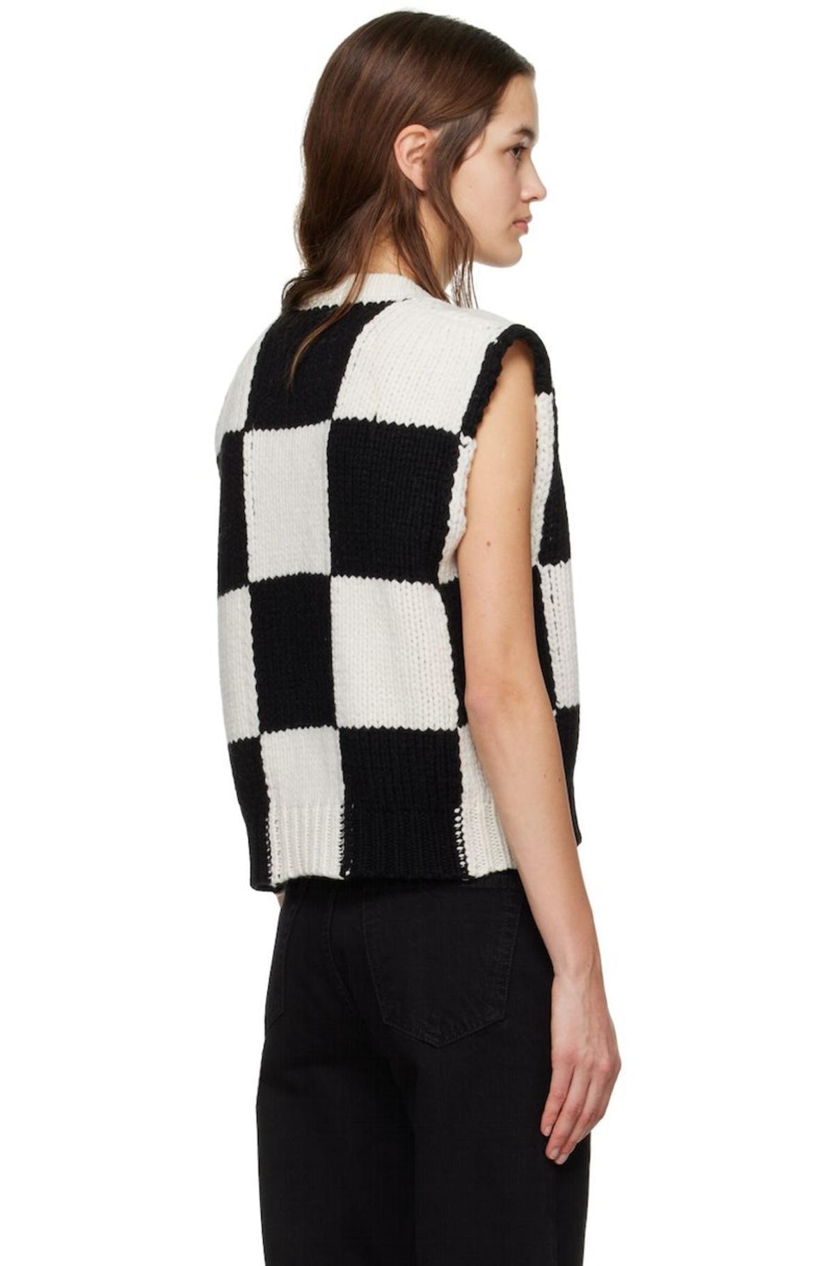 FRAME Checkered Vest - White/Black | Garmentory