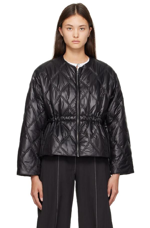 Ganni Quilted Jacket - Black | Garmentory