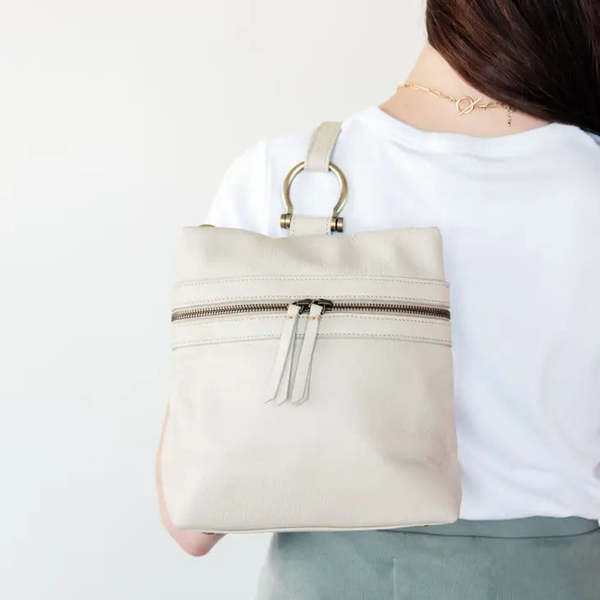 Sapahn Pepper Leather Crossbody Convertible Back Pack - Smoke | Garmentory