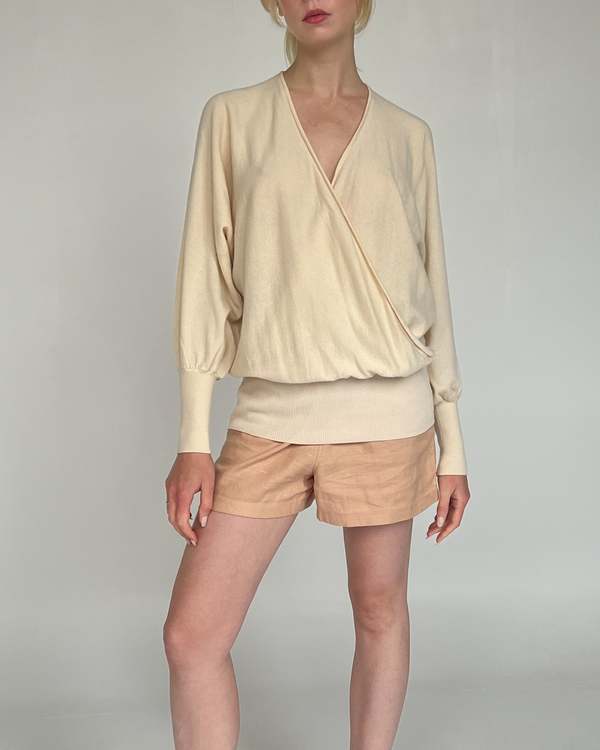 Cashmere Wrap Sweater - Cream | Garmentory
