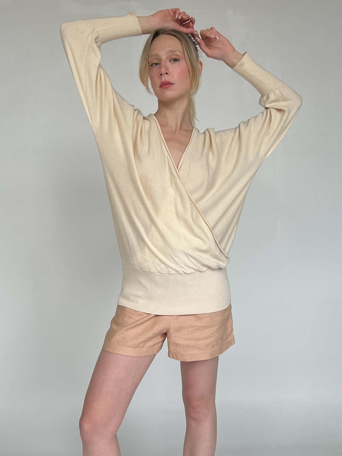 Cashmere Wrap Sweater - Cream | Garmentory
