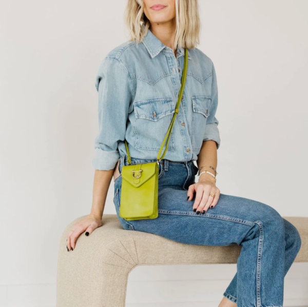Sapahn Grace Leather Crossbody - Lime | Garmentory