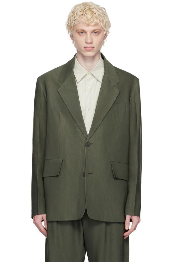 Studio Nicholson Khaki Mizumi Blazer - Black Olive | Garmentory