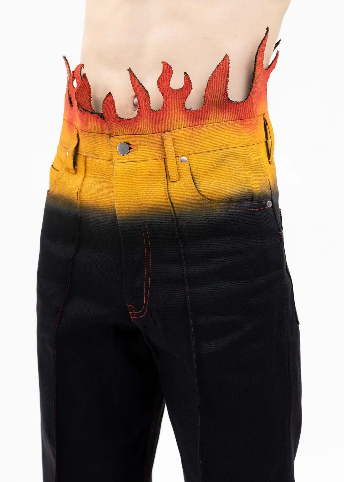 TENDER PERSON WAIST FLAME PANTS - BLACK | Garmentory