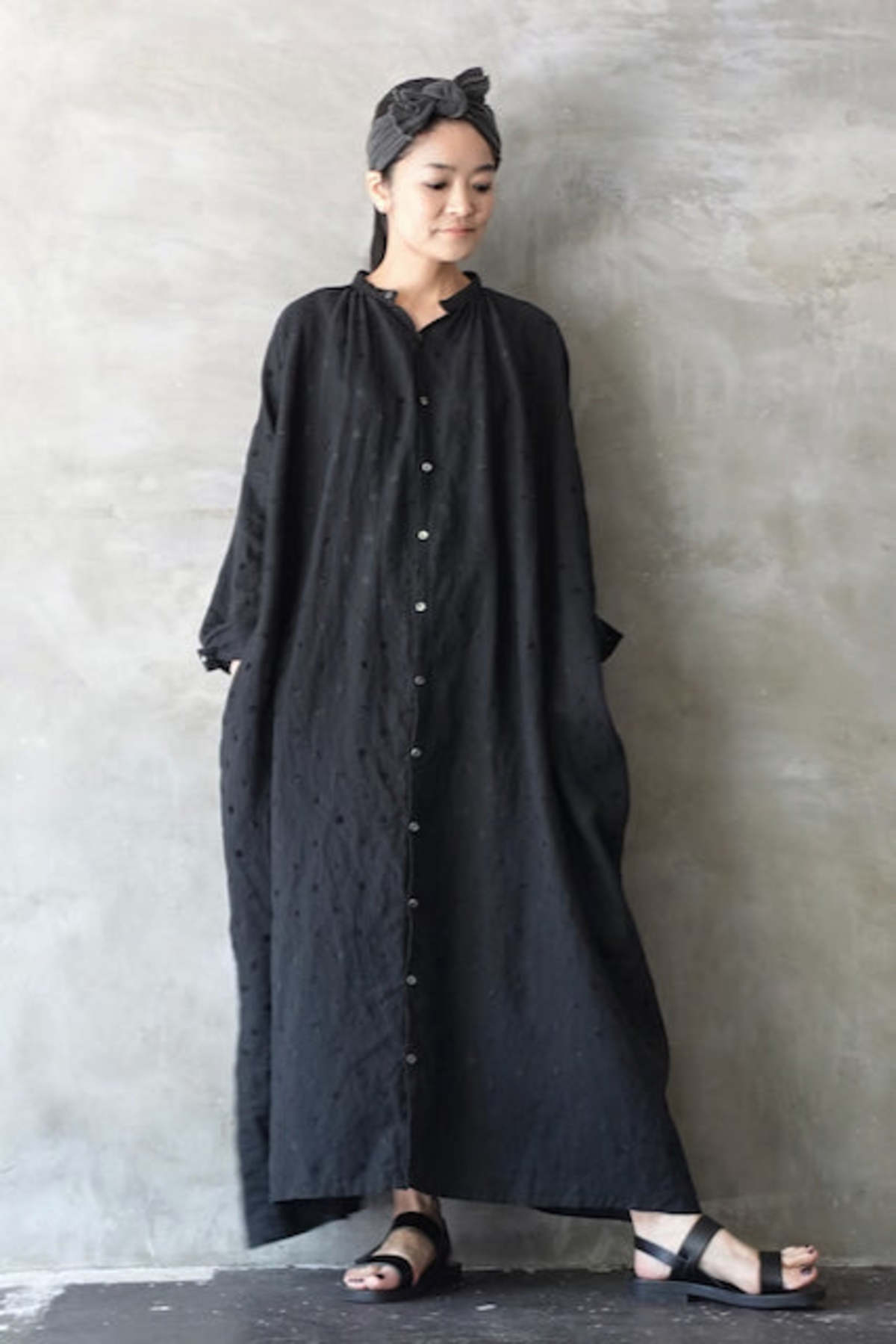 Azumadaki Ramie Flocky Dot Dress | Garmentory