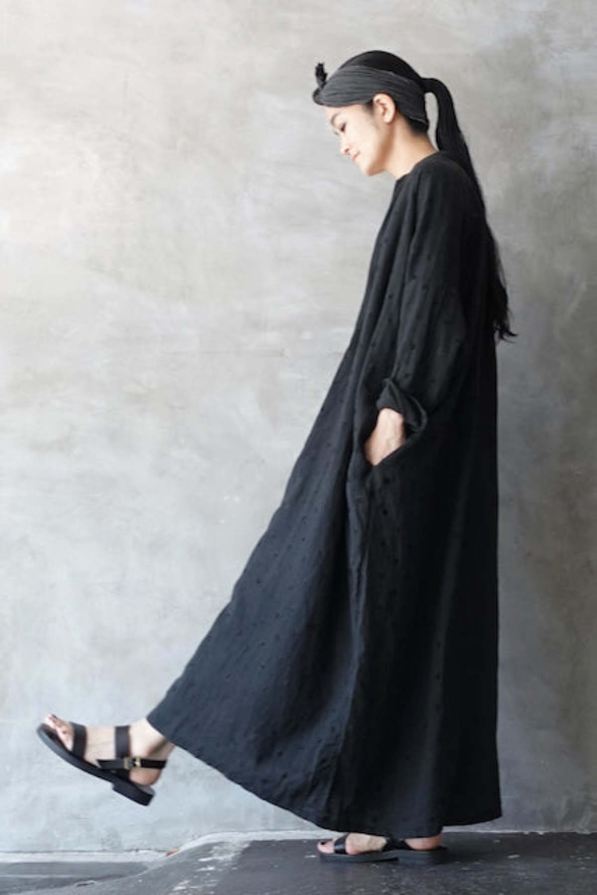 Azumadaki Ramie Flocky Dot Dress | Garmentory