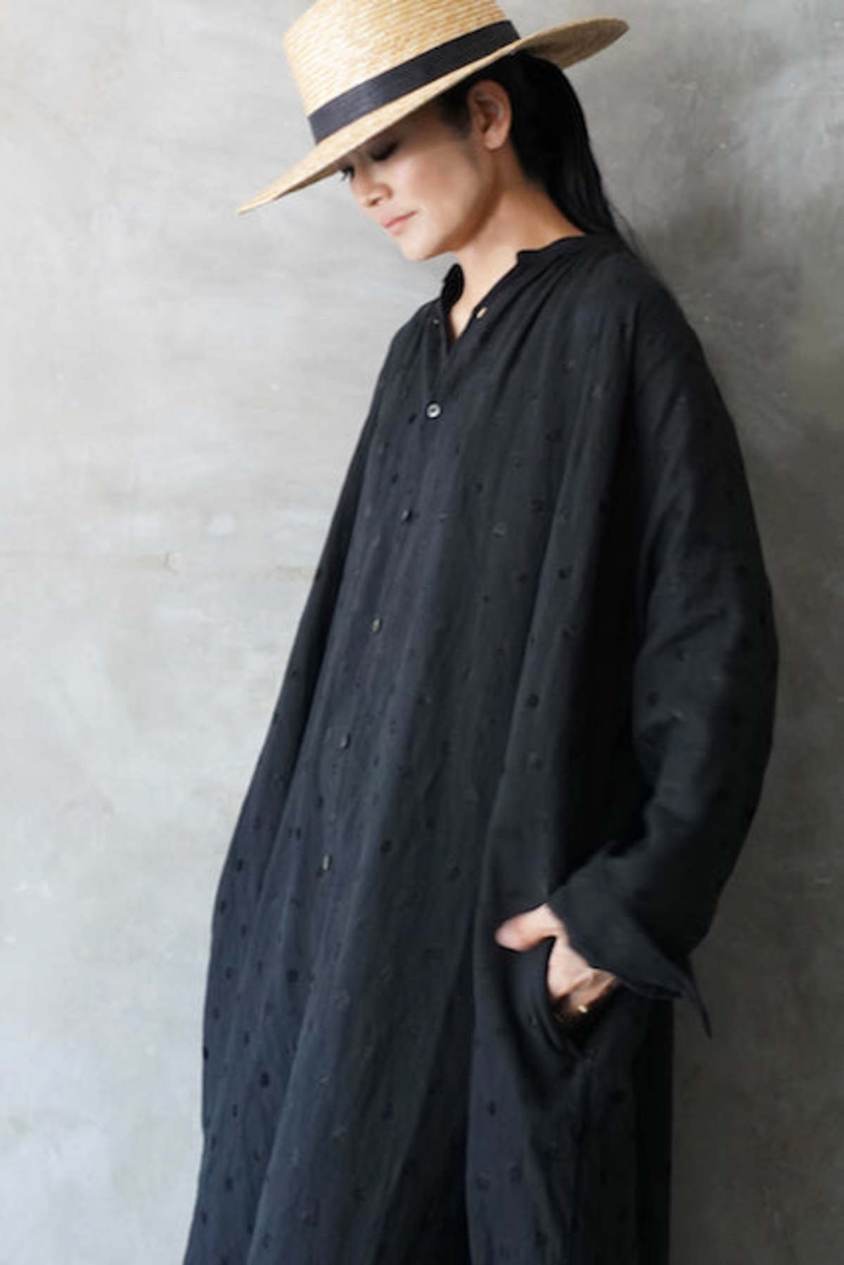 Azumadaki Ramie Flocky Dot Dress | Garmentory