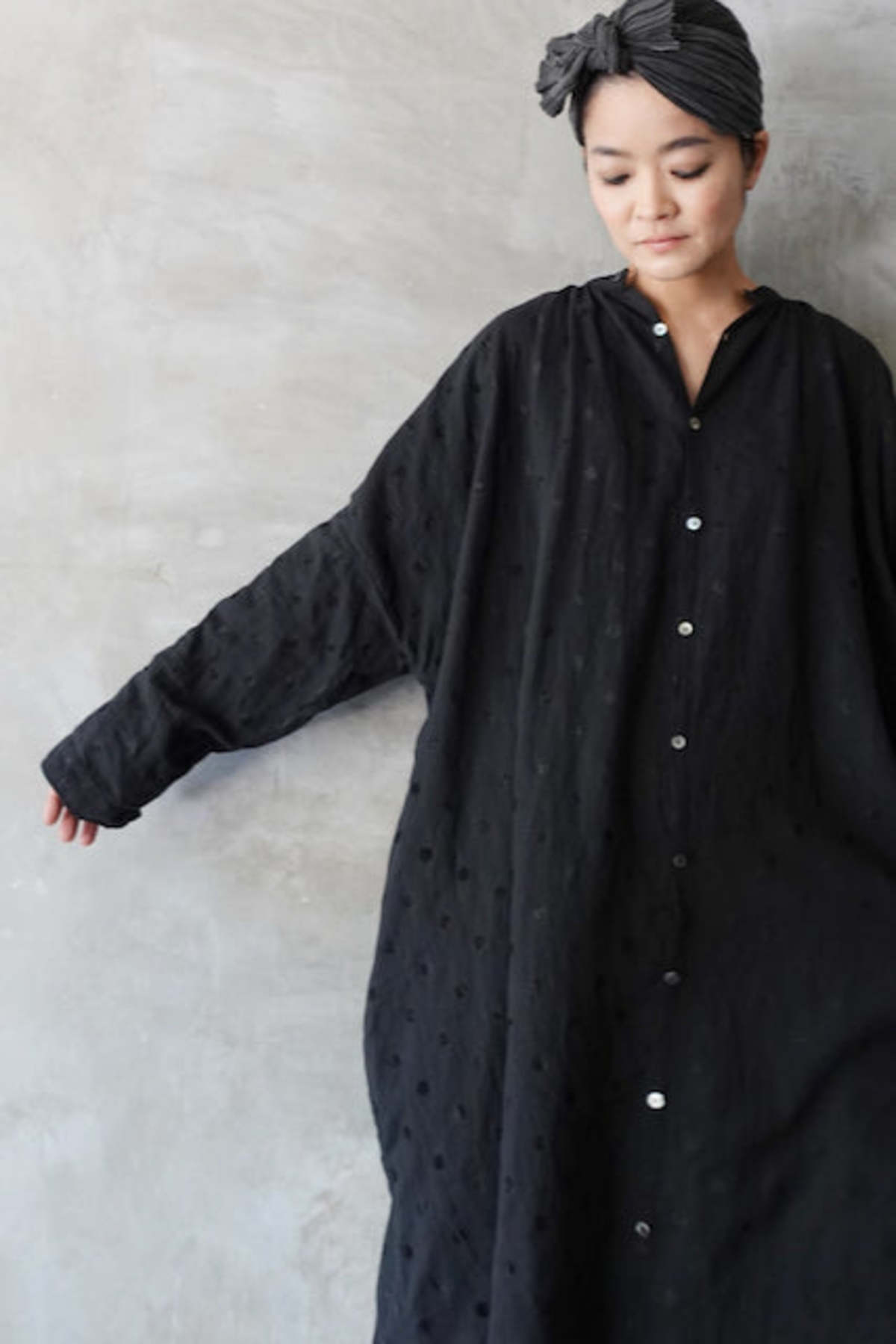 Azumadaki Ramie Flocky Dot Dress | Garmentory