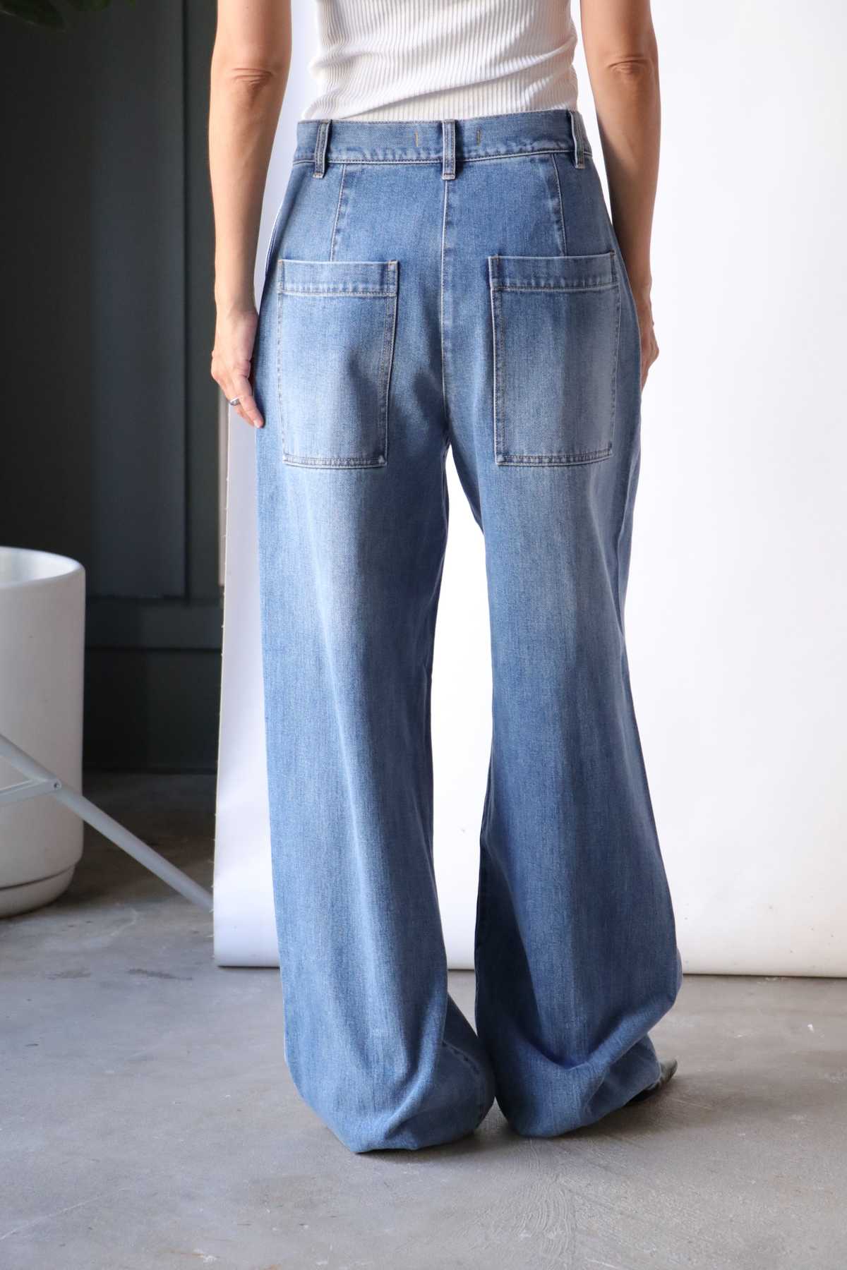 Tibi Classic Stella Full length Pant - Classic Blue | Garmentory