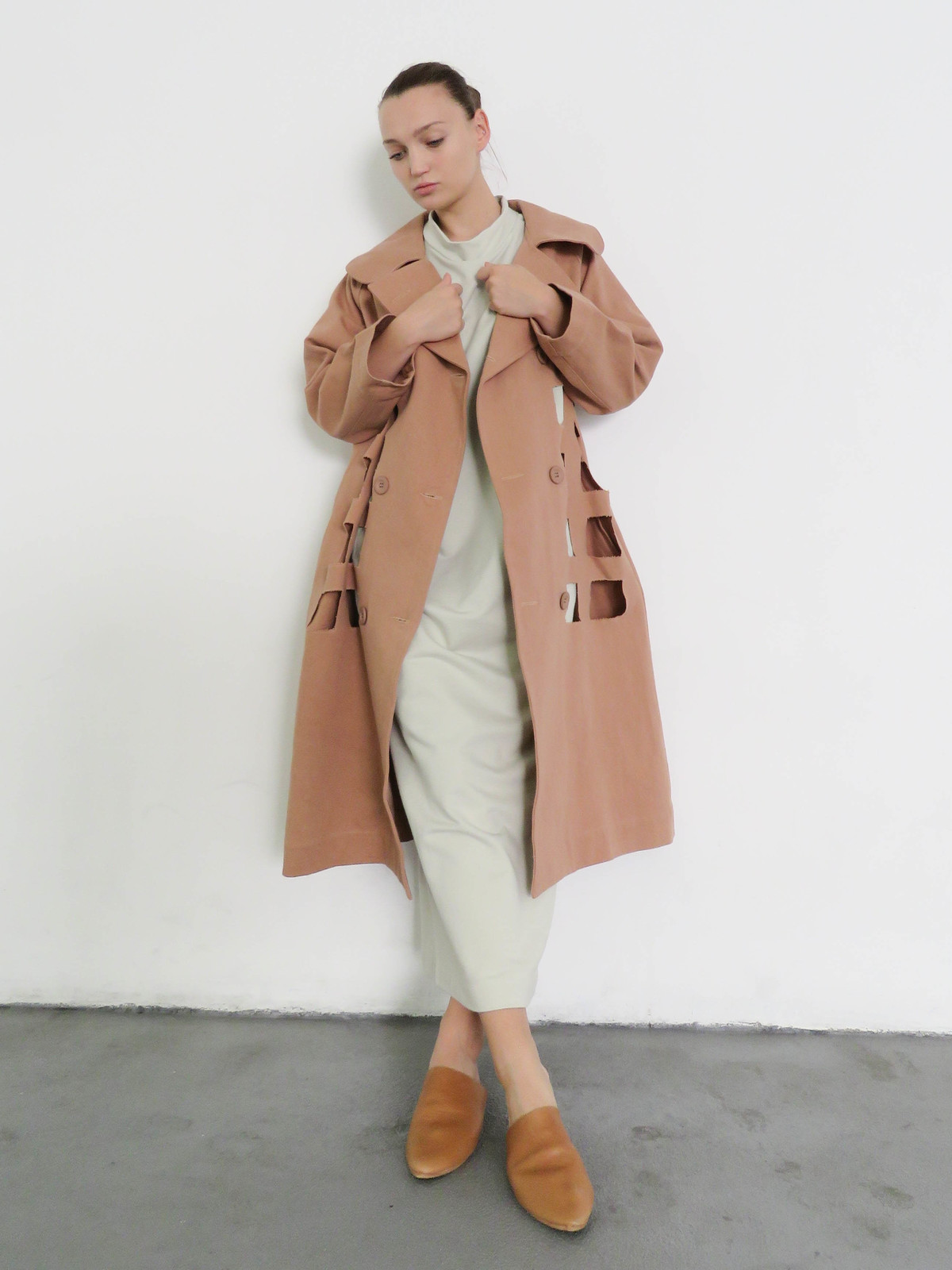 NANCY STELLA SOTO DENIM CUTOUT TRENCH COAT - BARE | Garmentory