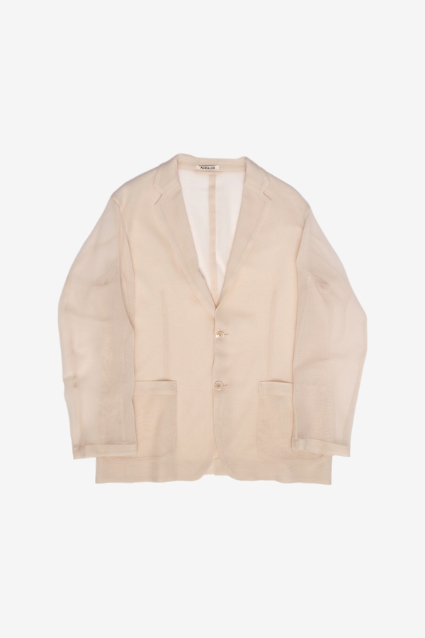 Auralee Wool Recycle Polyester Leno Sheer Jacket - Ivory | Garmentory