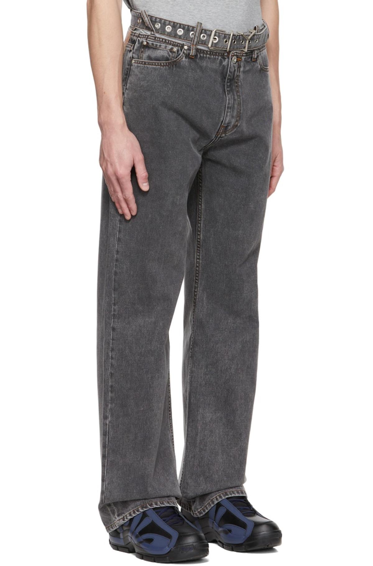 YProject Y-Belt Jeans - Grey | Garmentory