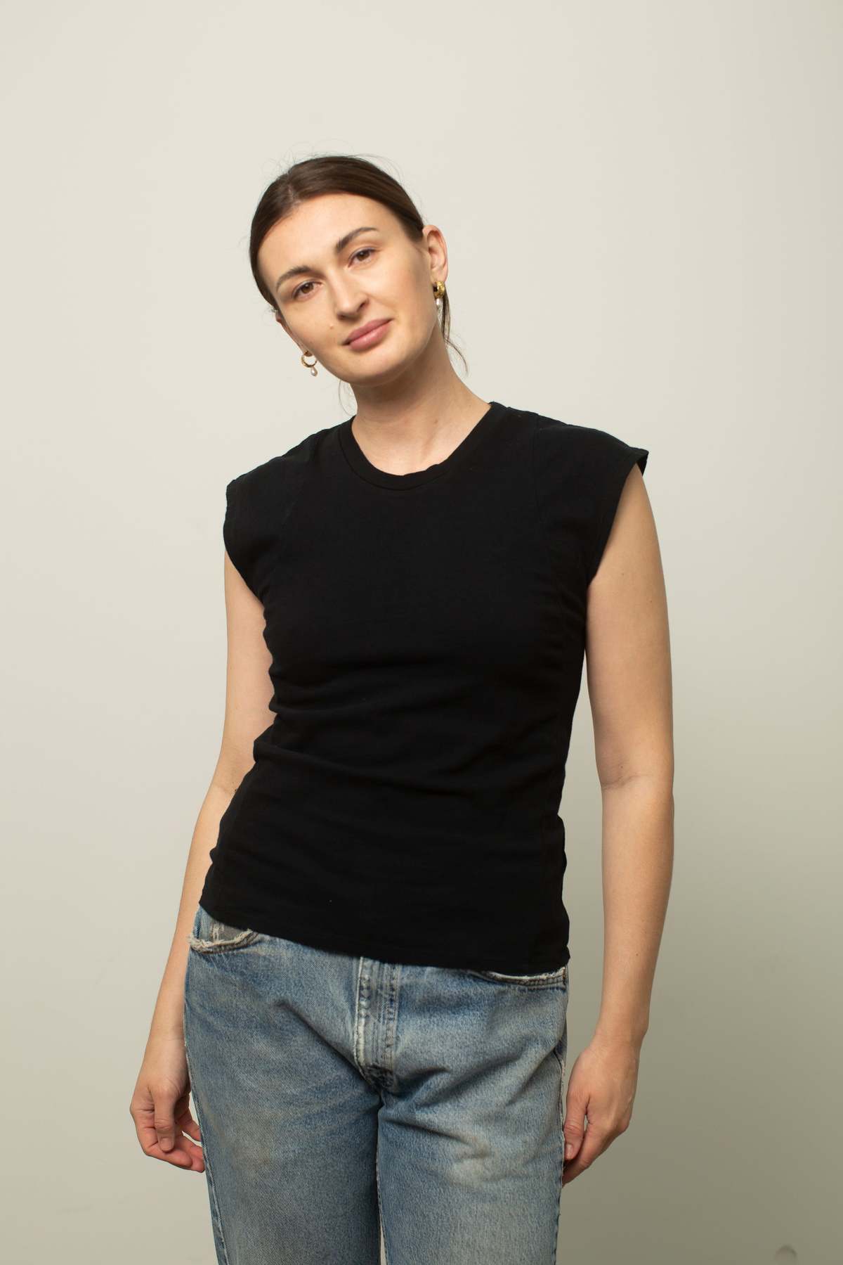 Atelier Delphine Muscle Tee - Angora/Black | Garmentory