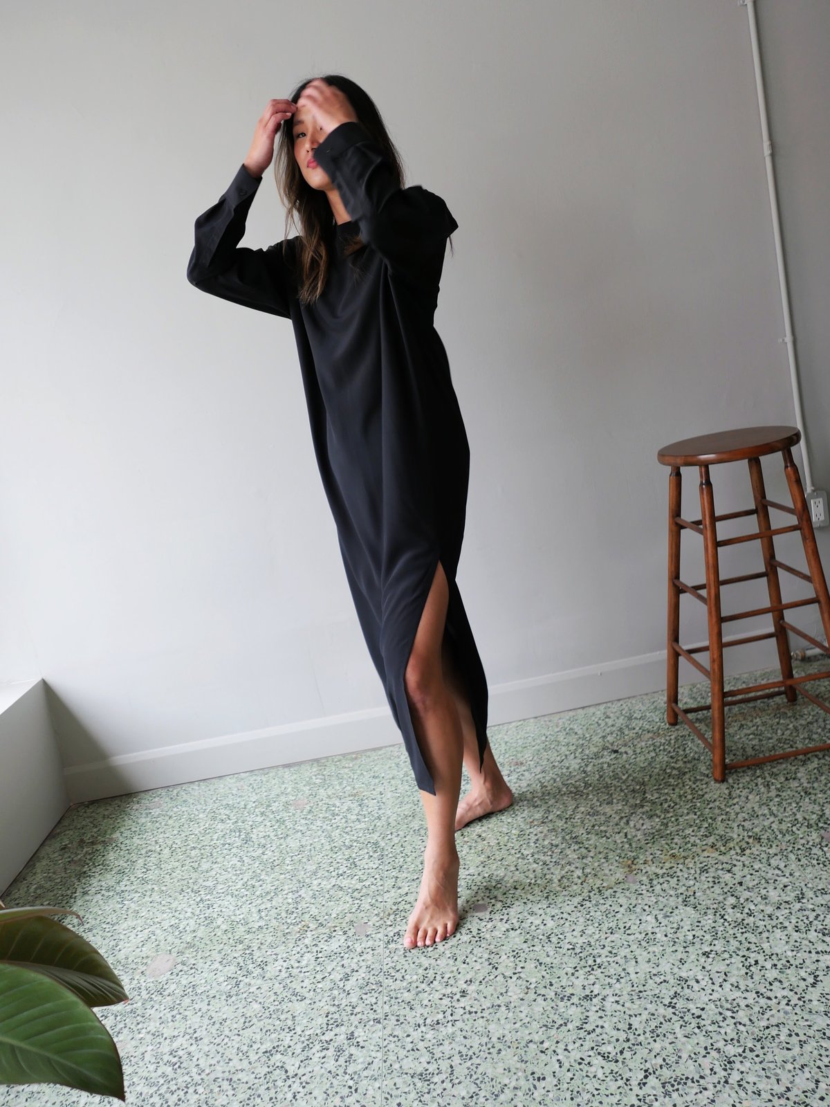 Monique van Heist SPLITS SILK DRESS - BLACK | Garmentory