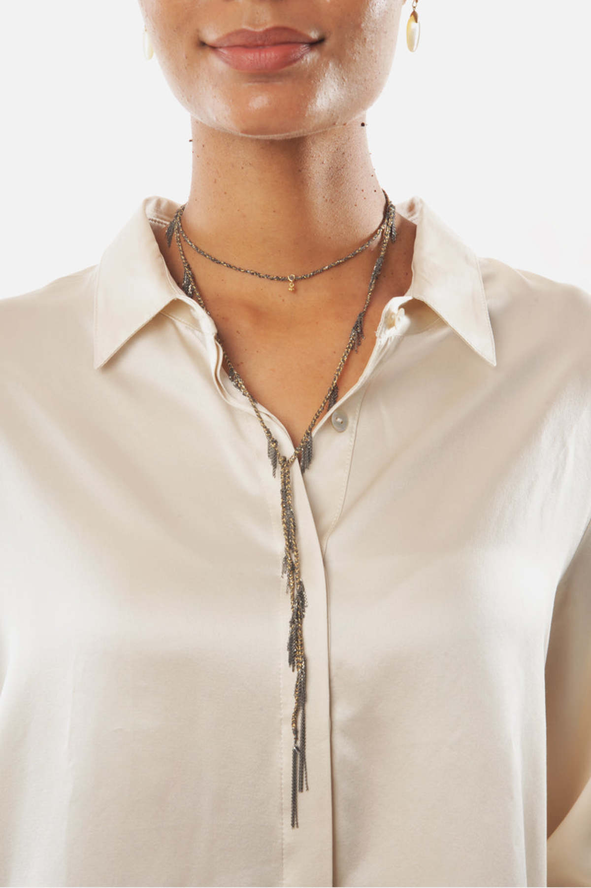 Marie Laure Chamorel Rutheniam and Gold Lariat Necklace | Garmentory
