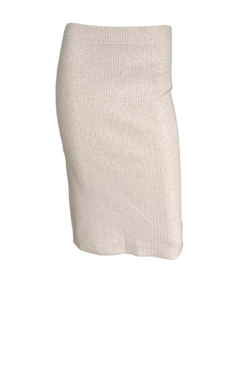 VINCE Rib Skirt with Back Slit - Heather Bone | Garmentory