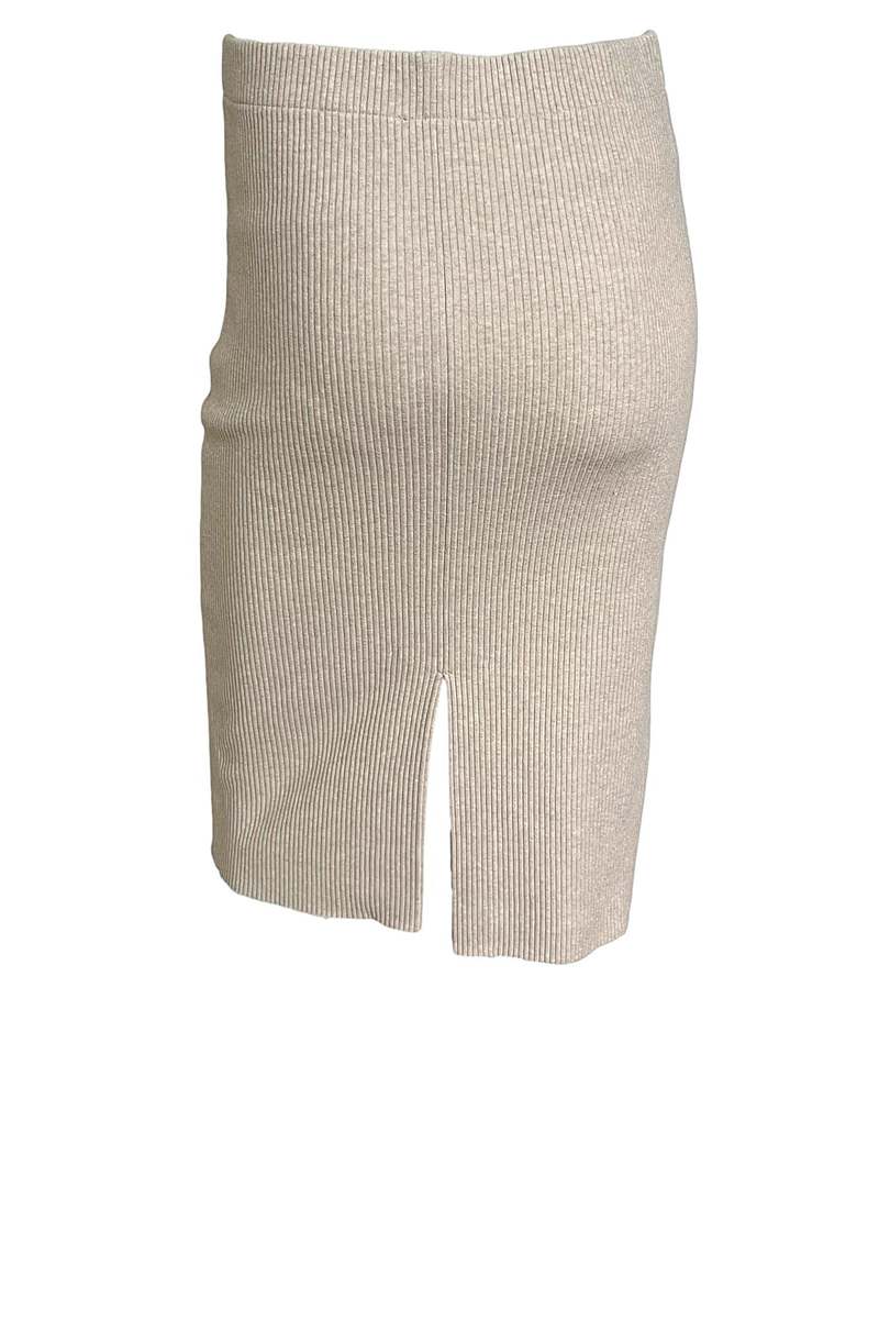 VINCE Rib Skirt with Back Slit - Heather Bone | Garmentory
