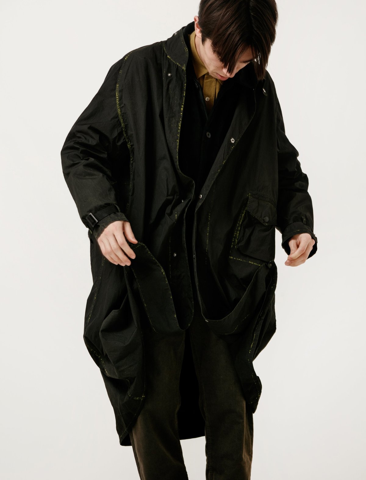Our Legacy Long Cape Coat - Waxed Black Solaro Nylon | Garmentory