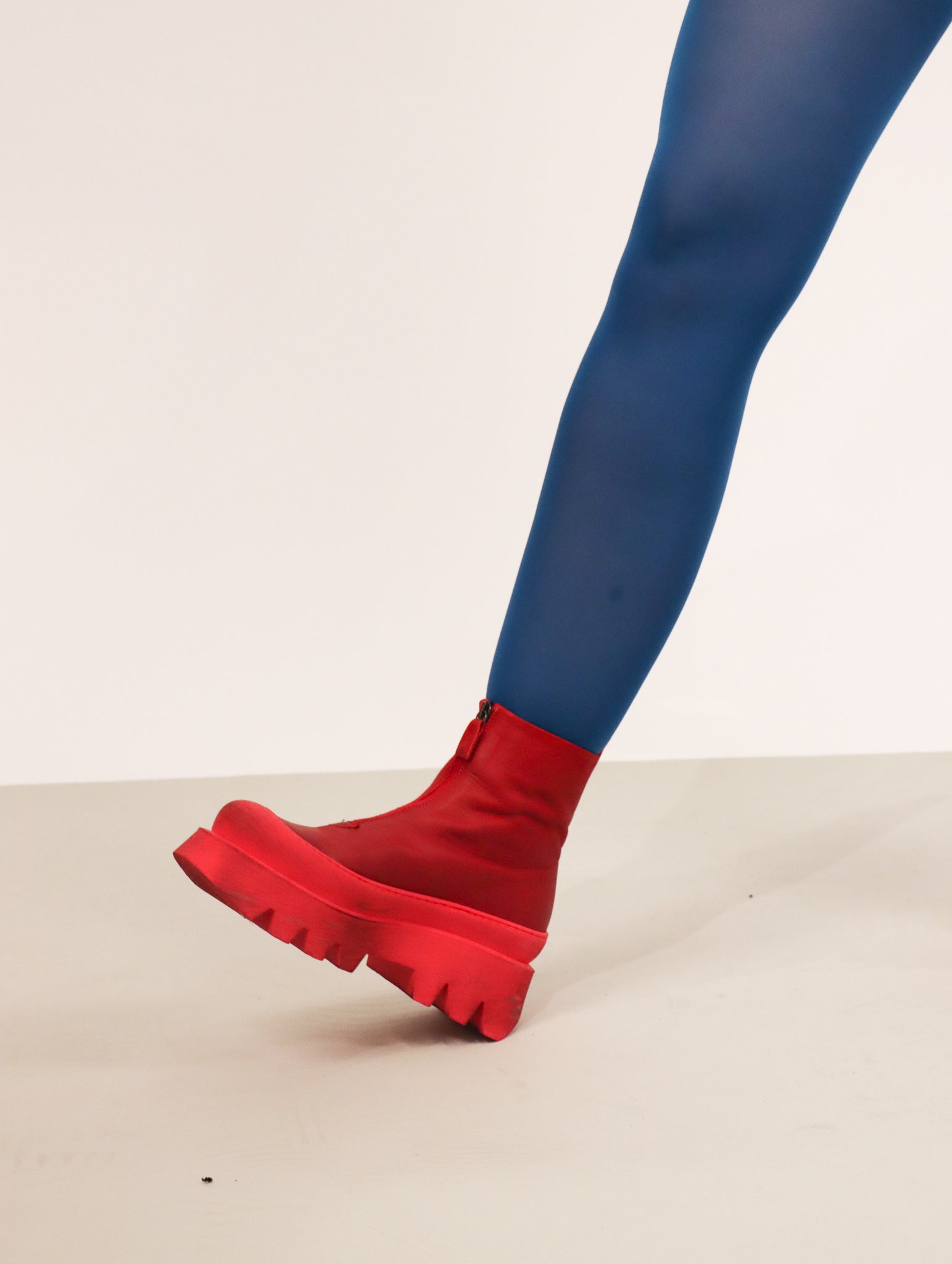 Chunky Front Zip Boot in Red by Lofina | Garmentory