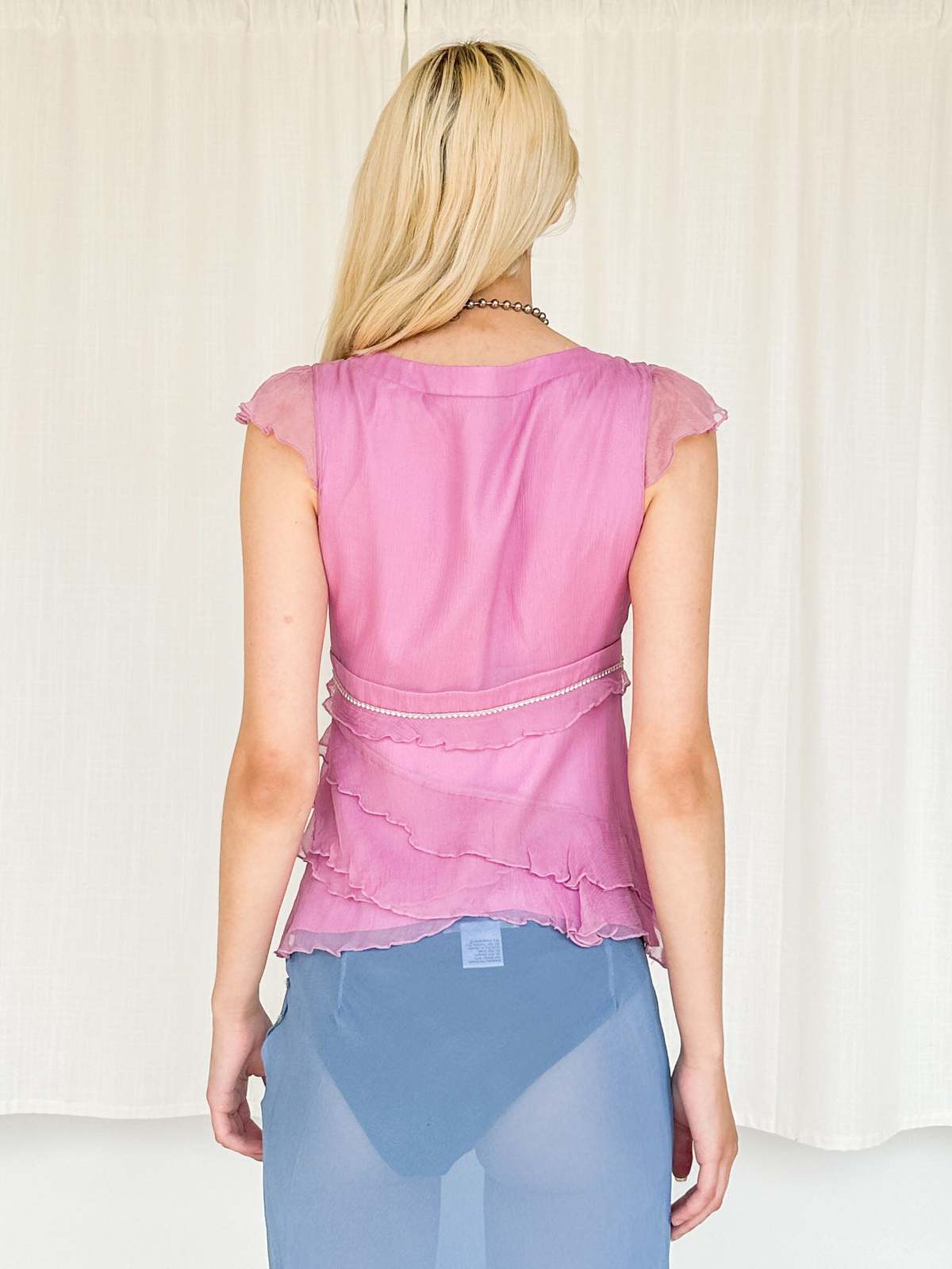 Barbie Silk Chiffon Tiered Shirt - Pink | Garmentory