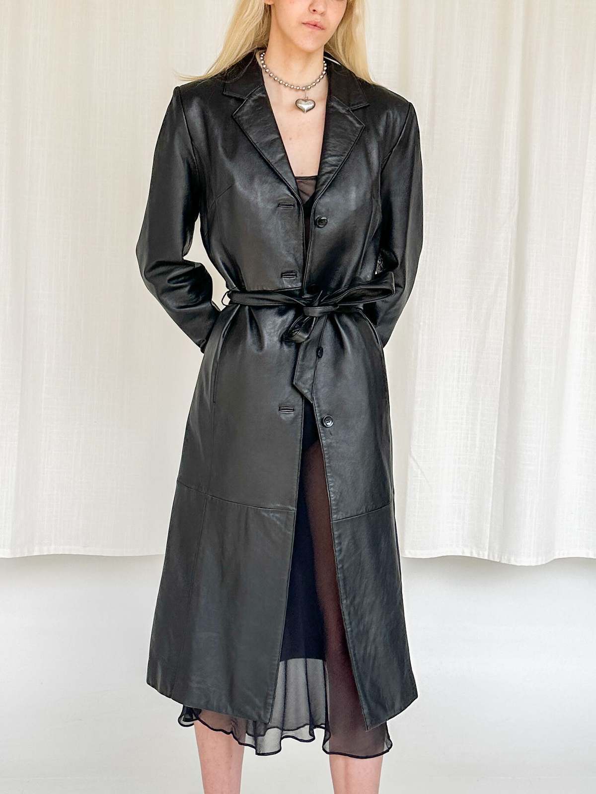 Leather Paneled Trench - Black | Garmentory