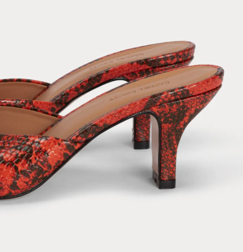 Rachel Comey Leather Kitten Heel - Red Snake Print | Garmentory