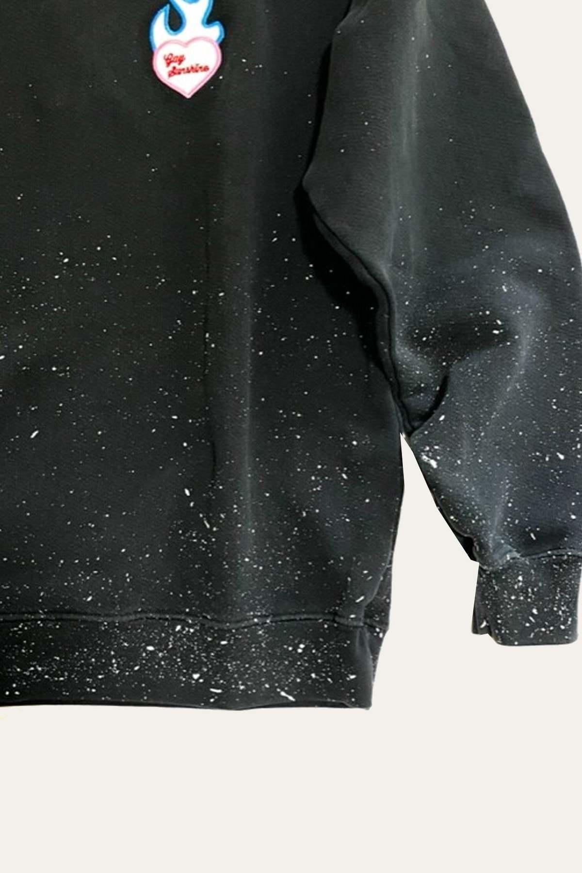 GAY SUNSHINE Logo Patch Paint Splatter Crew - Black | Garmentory