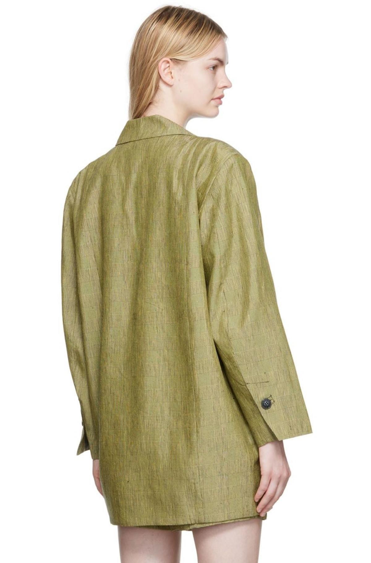 Ganni Yellow Linen Blazer - Gold Fusion Check | Garmentory