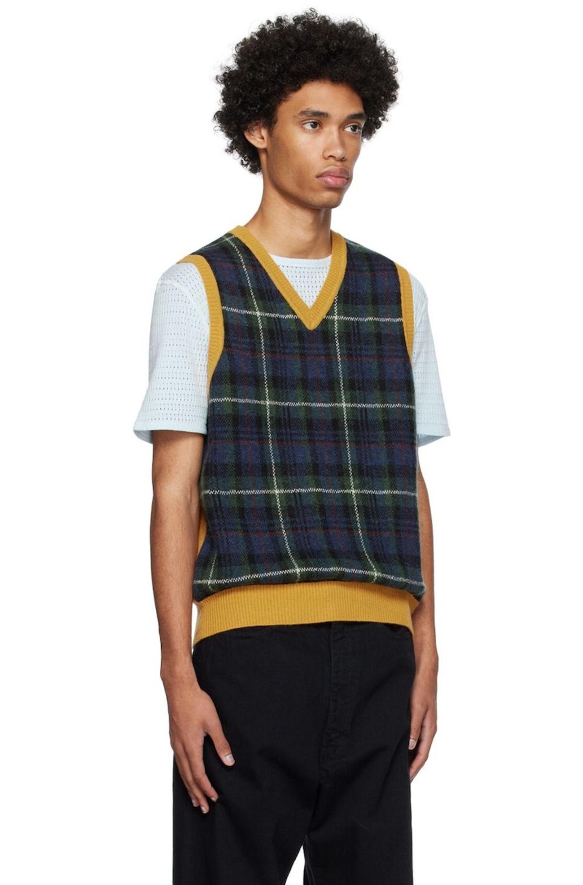 Beams Plus Check Vest - Yellow | Garmentory
