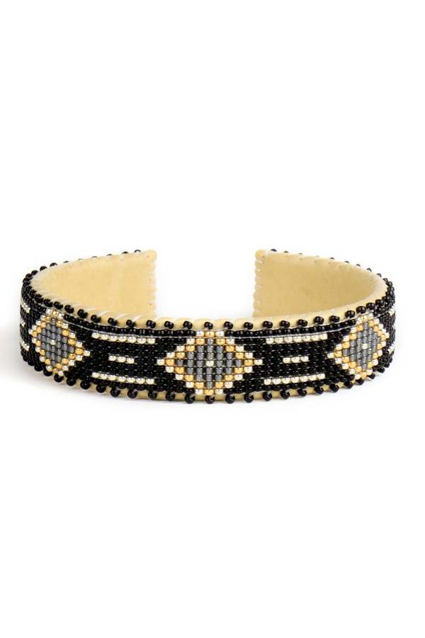 Etkie Kelly Glass Cuff Small - Black/Gold/Silver/Grey | Garmentory