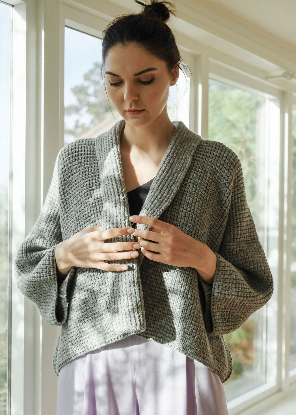 Atelier Delphine Waffle Kimono Jacket - Mild Grey | Garmentory