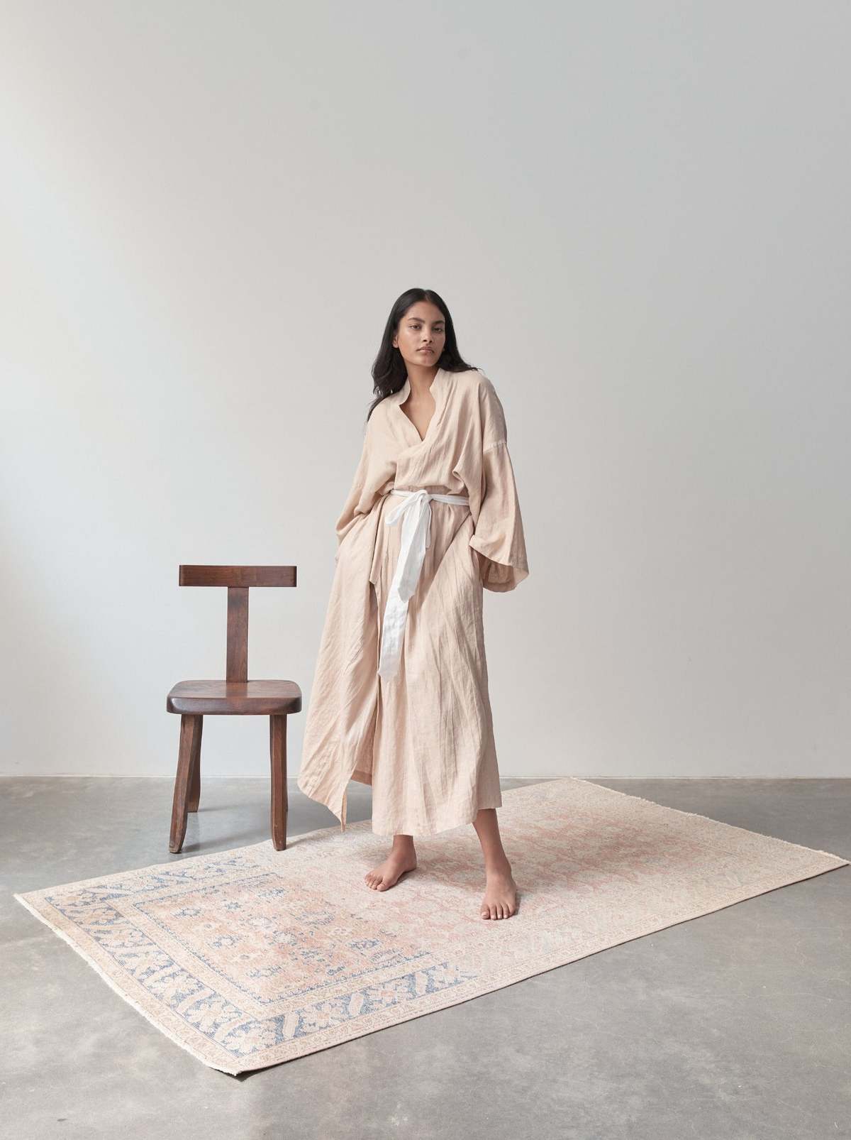 Deiji Studios The 02 Robe - Blush with White Tie | Garmentory