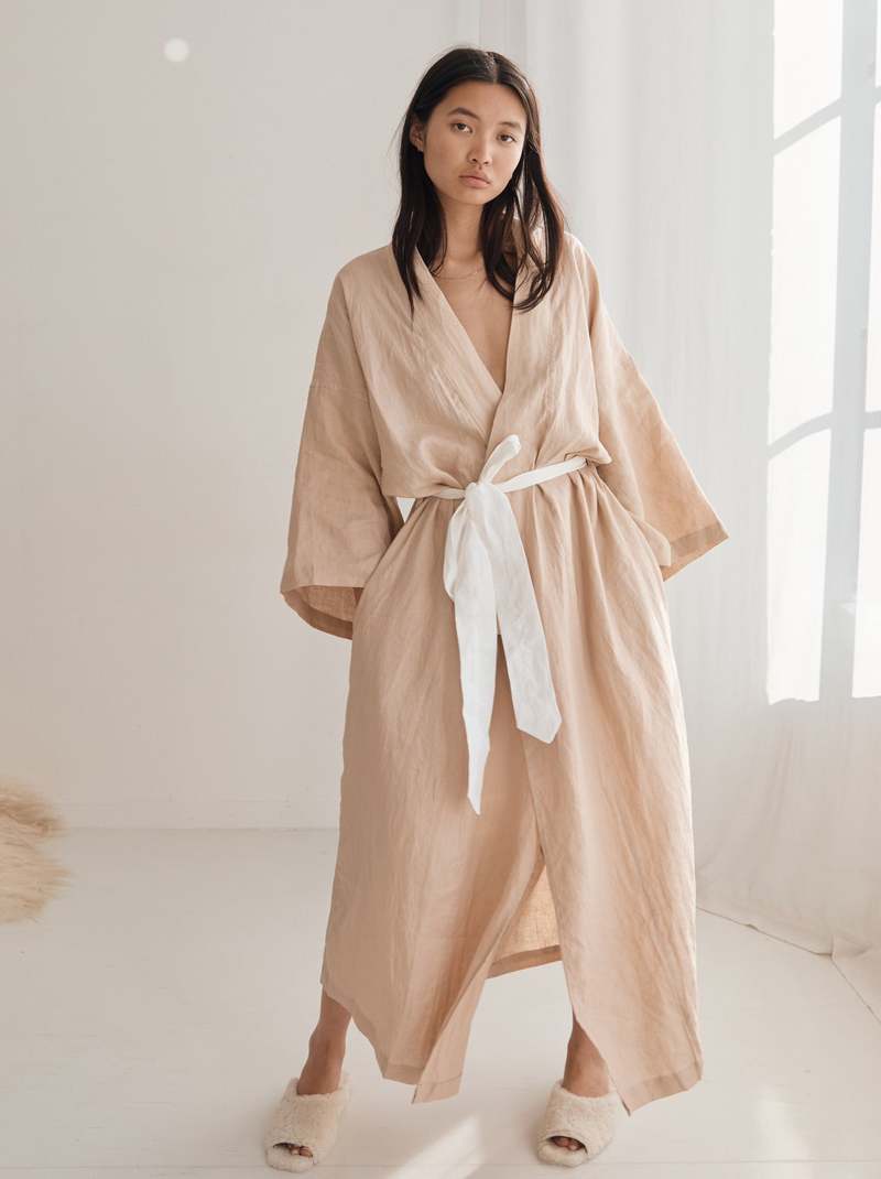 Deiji Studios The 02 Robe - Blush with White Tie | Garmentory