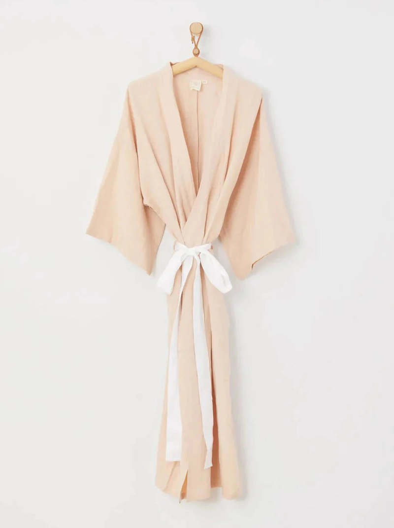 Deiji Studios The 02 Robe - Blush with White Tie | Garmentory
