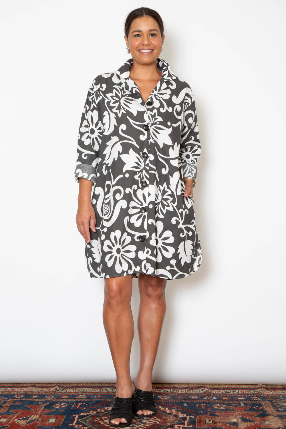 SBJ Austin Stacey Dress - Black/White Floral | Garmentory