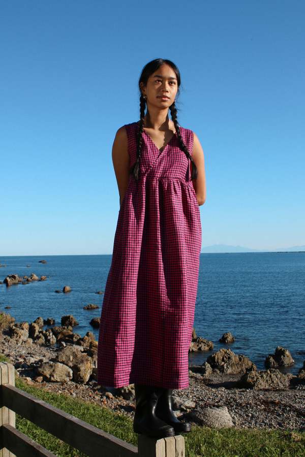 hej hej Double Cross Dress - Pink Gingham | Garmentory