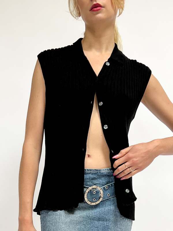 Vintage Ribbed Easy Top - Black | Garmentory